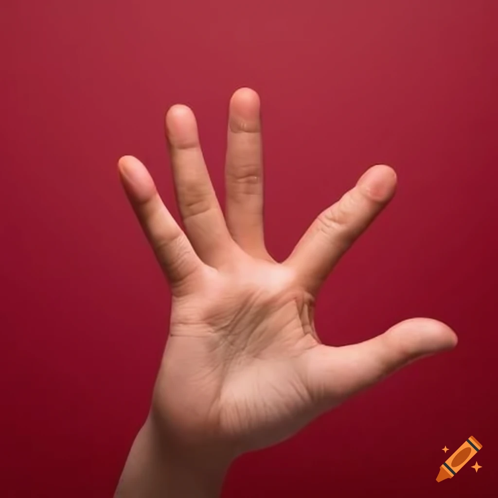 Hand with hallo sign on red background