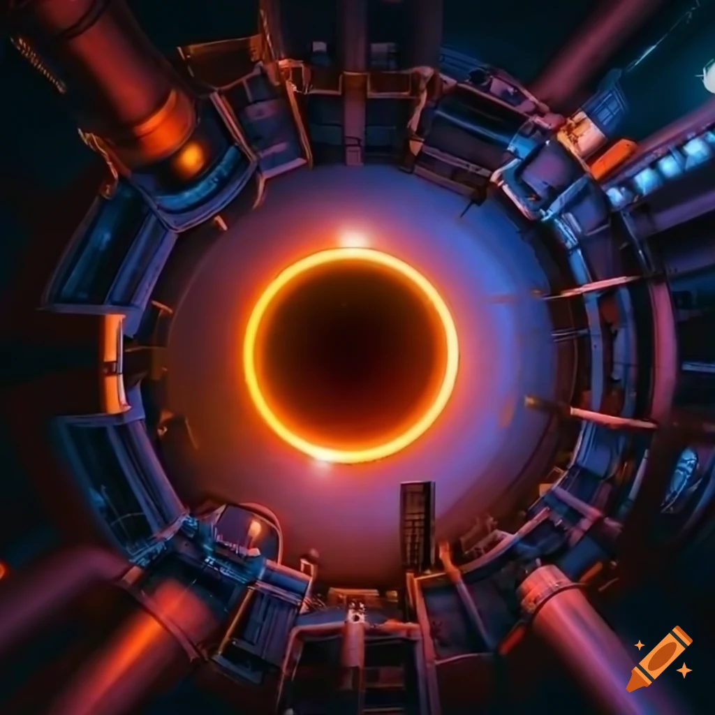 Top-down view of an industrial reactor, singular reactor, simple