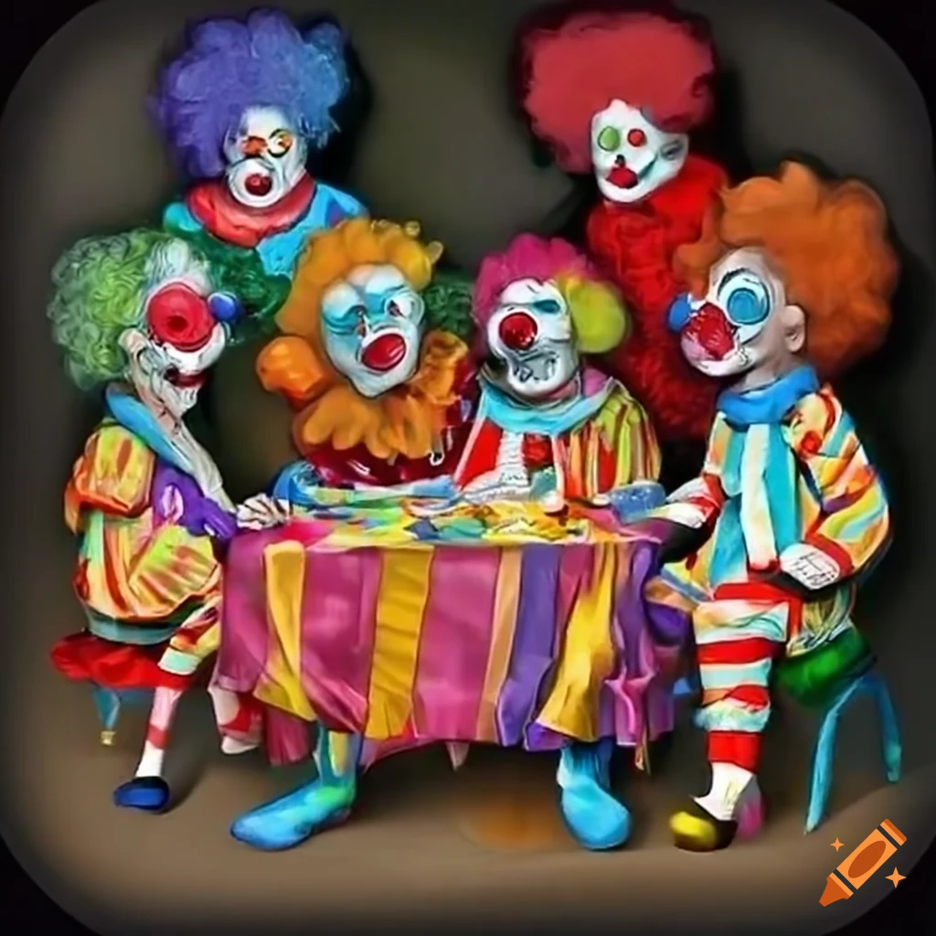 10 clowns at the table