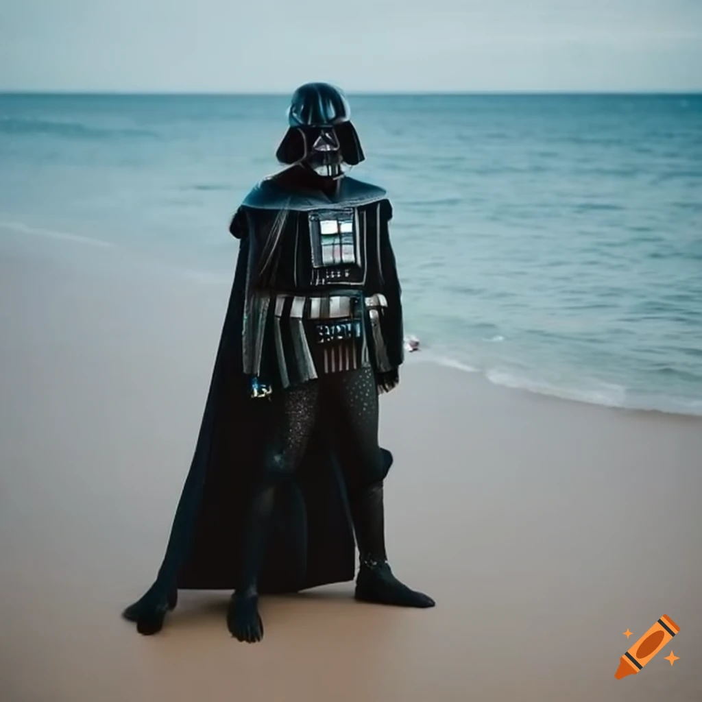 Darth vader at the beach on Craiyon