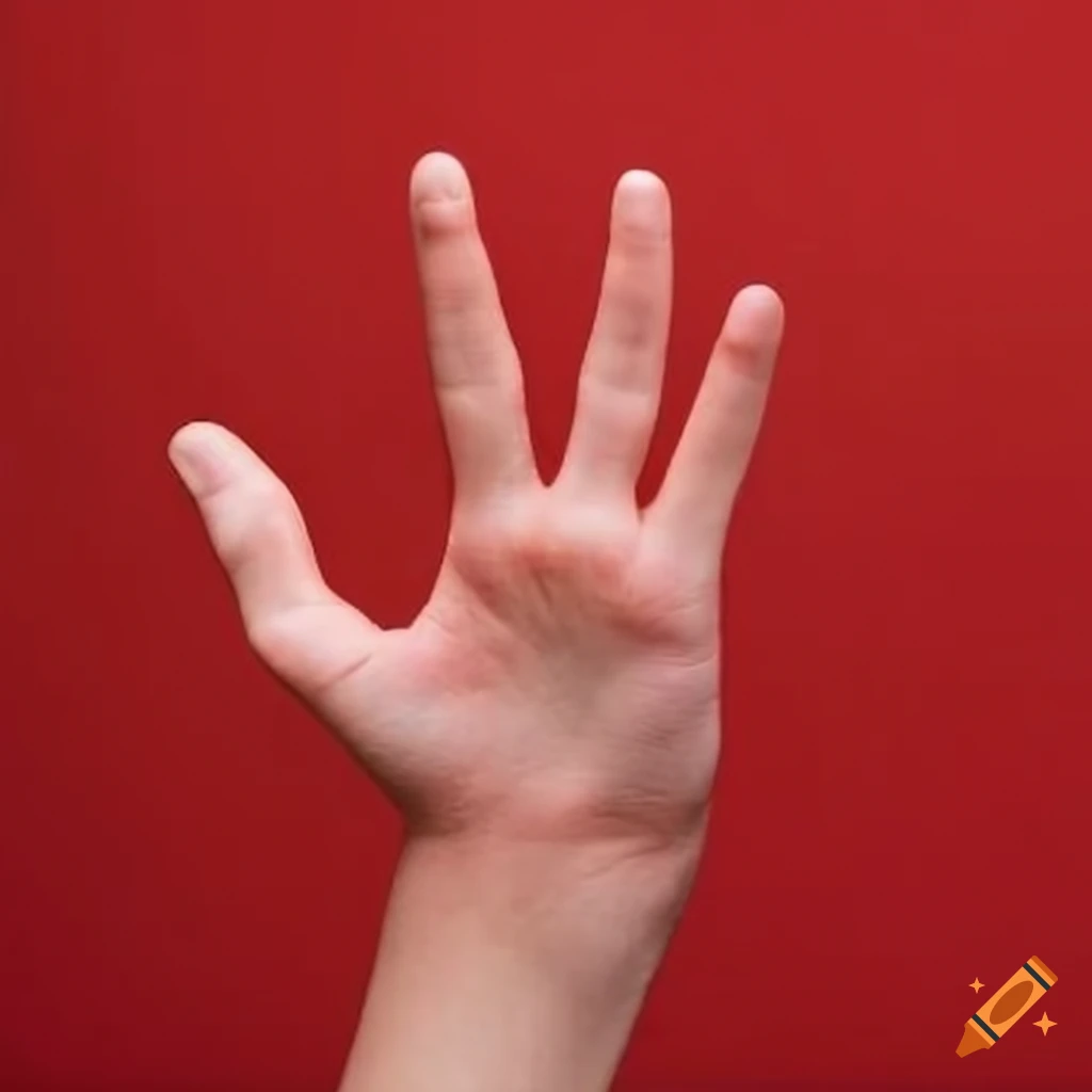 Hand with hallo sign on red background