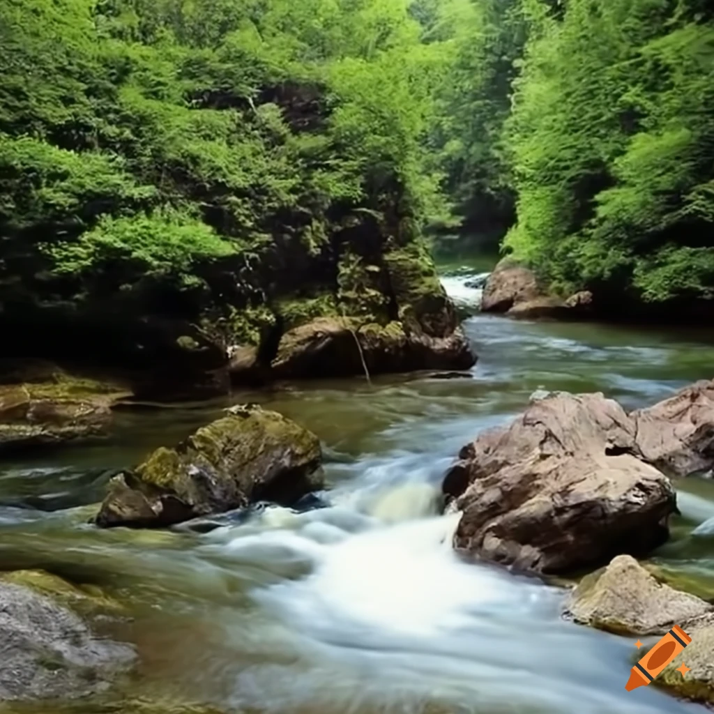 Rocher dans une rivière on Craiyon