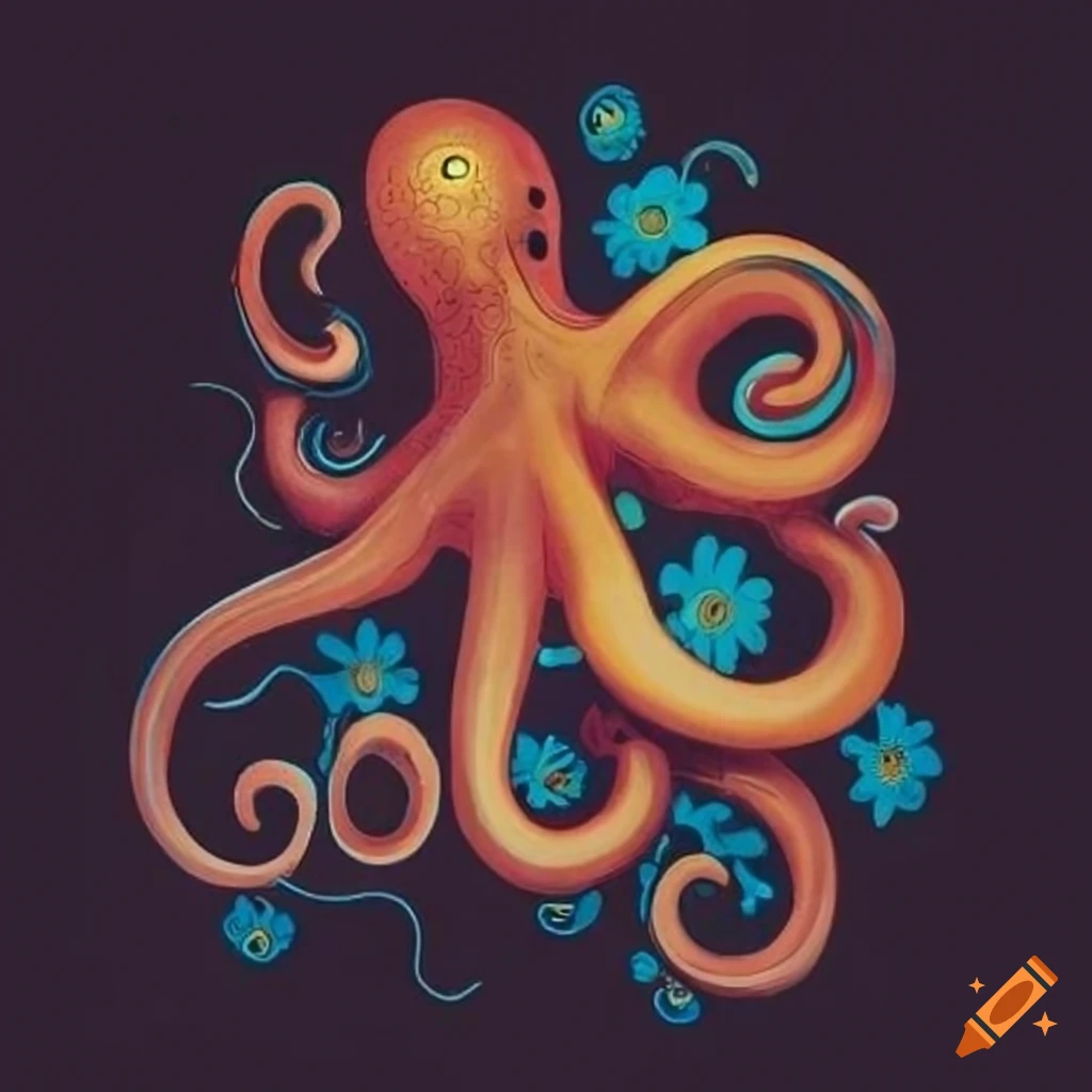 1970s flower pattern octopus