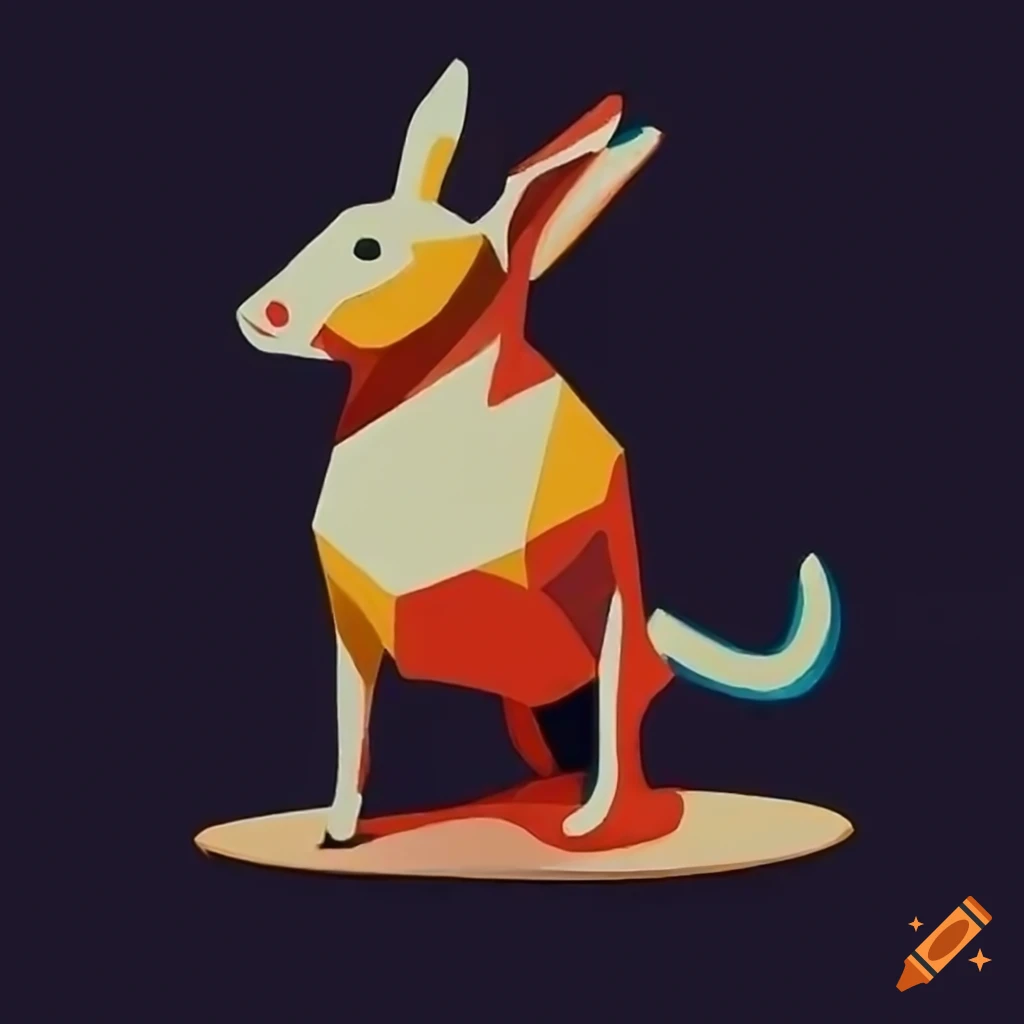 Dog chasing rabbit, picasso-style cubism, dynamic on Craiyon