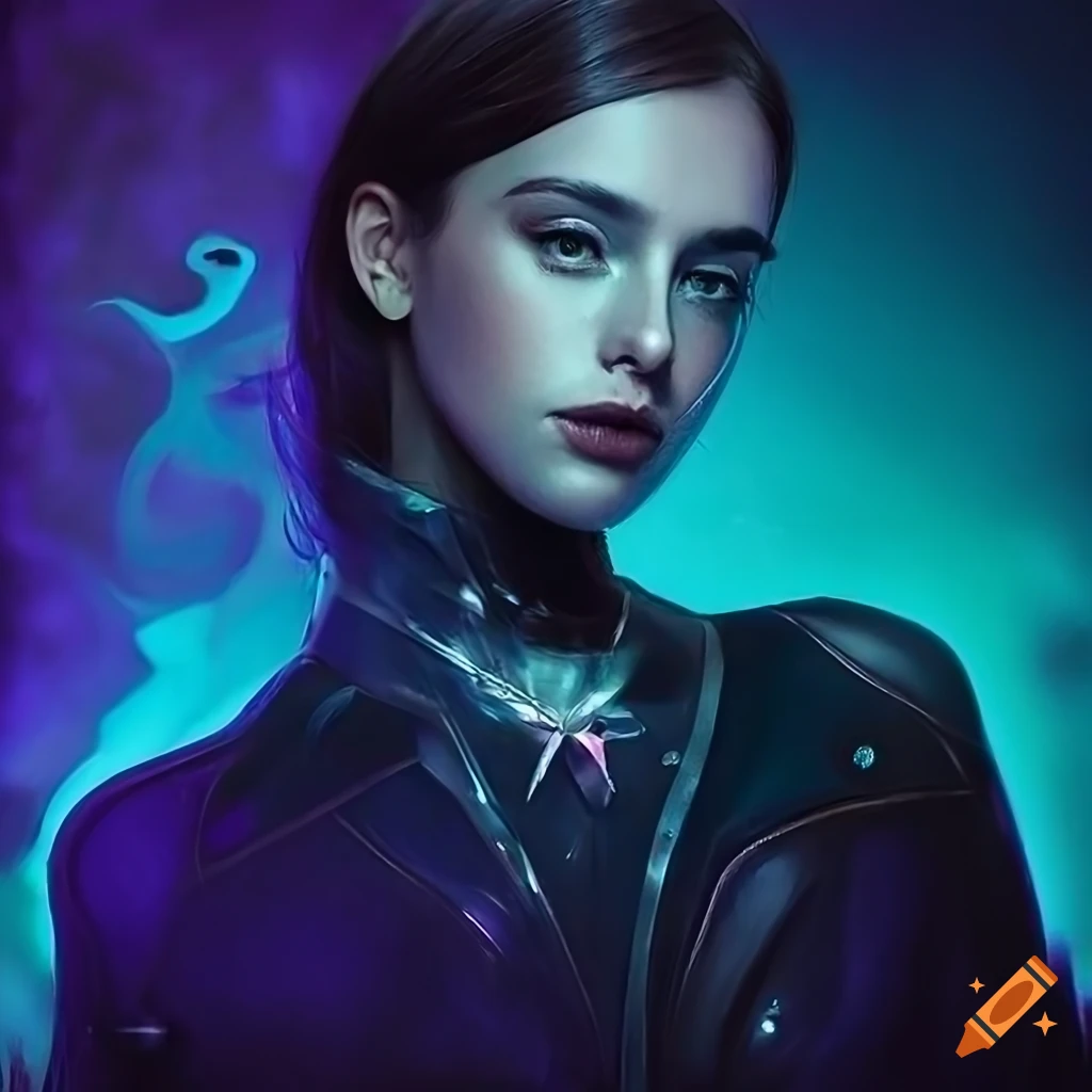 This portrait blends the ethereal and the technological, portrait of ...