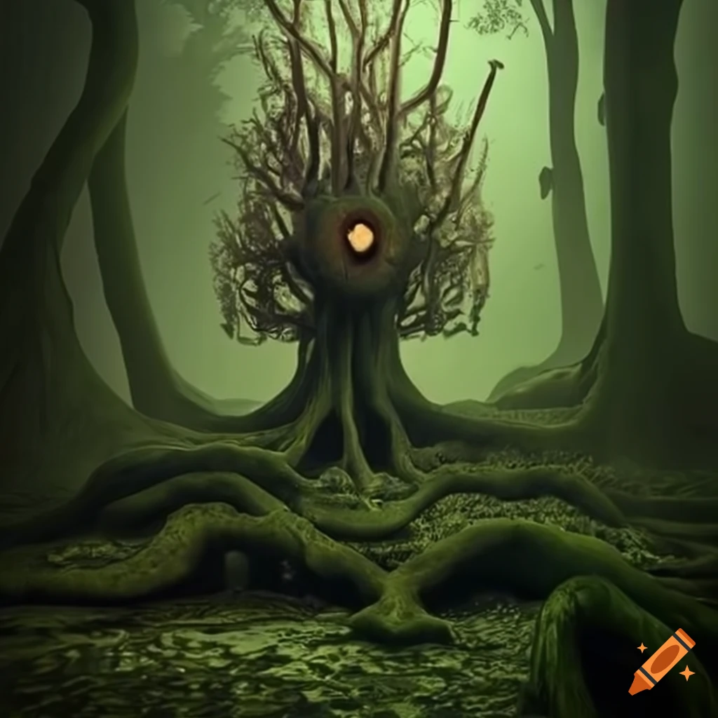 Strange and bizarre tree-like creatures digital art