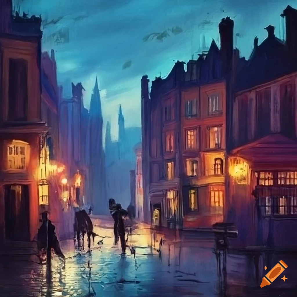 Victorian evening street scene on Craiyon