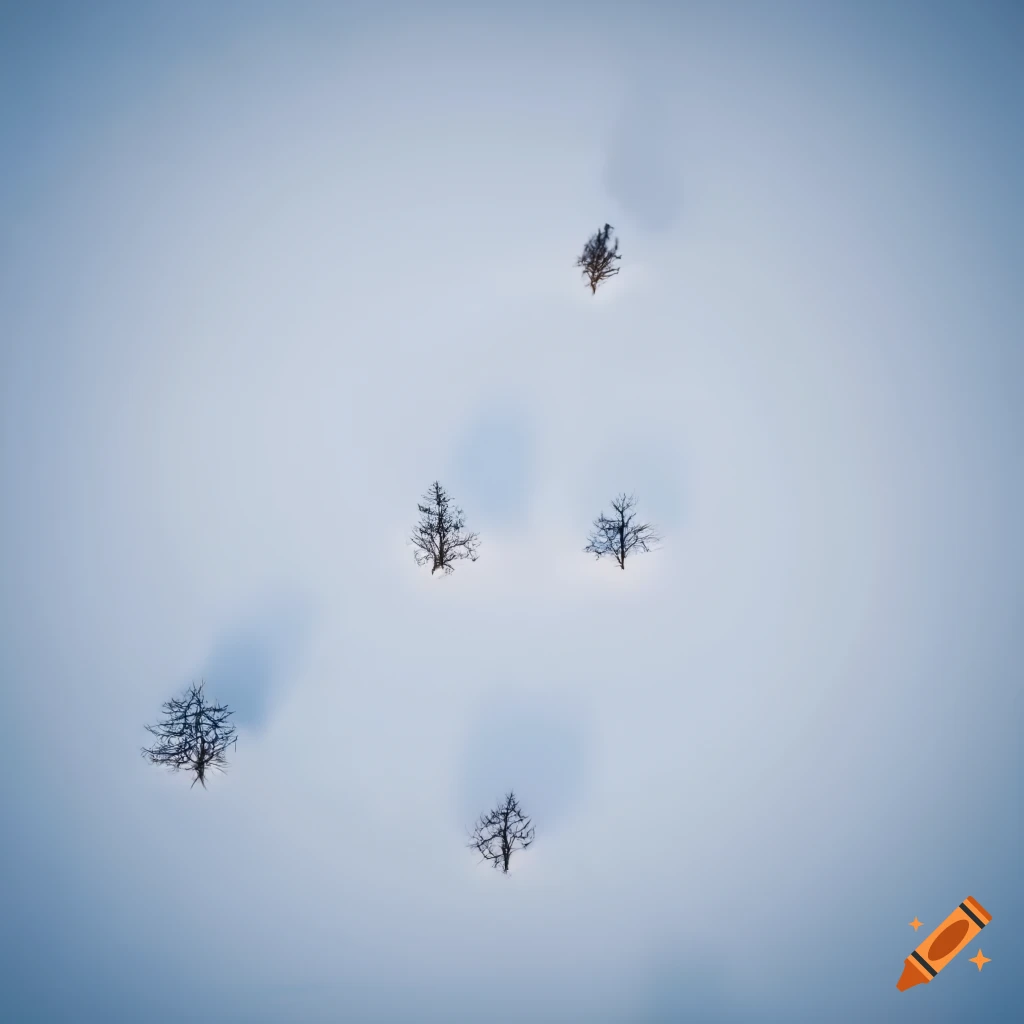 Top view of a snowy empty field without trees