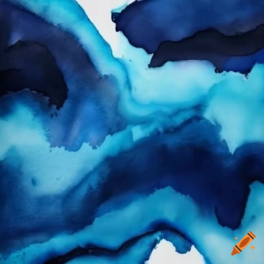 Abstract ice landscape watercolor painting dark blue on Craiyon