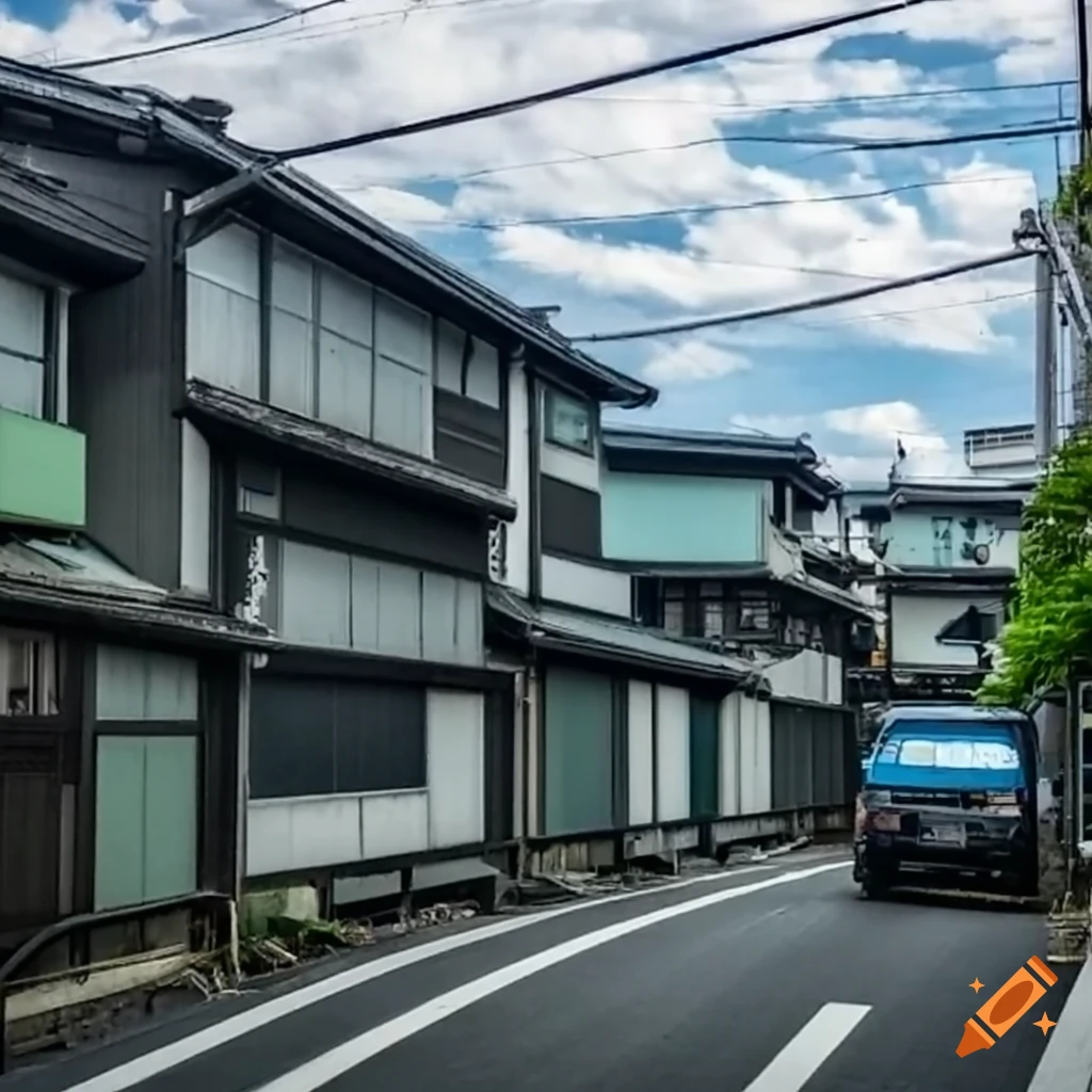 Serene slum on a cloudy day in tokyo japan