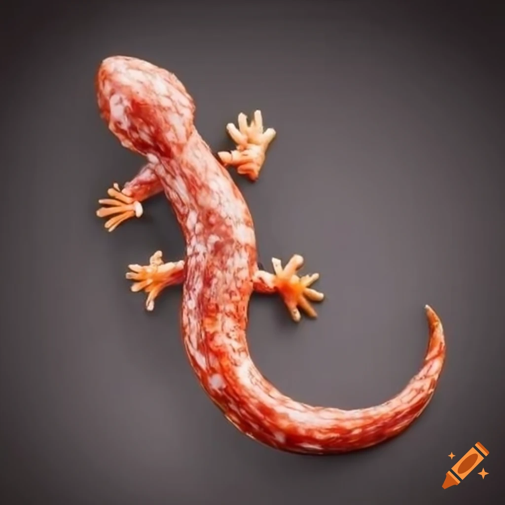 Salamander made of salami on Craiyon