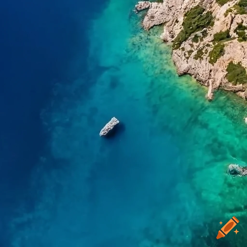 Aerial view of blue sea in croatia on Craiyon