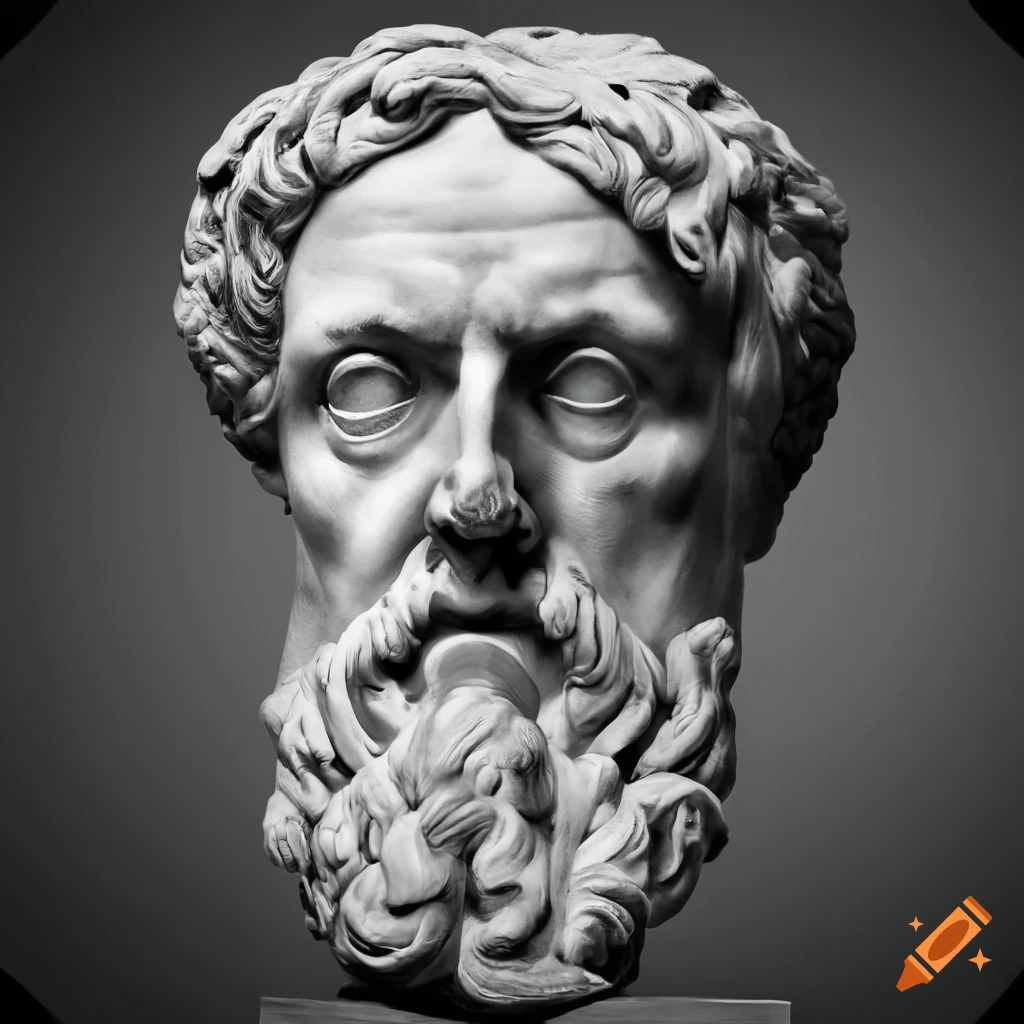 A portrait of the stoic Epictetus in black and white on Craiyon