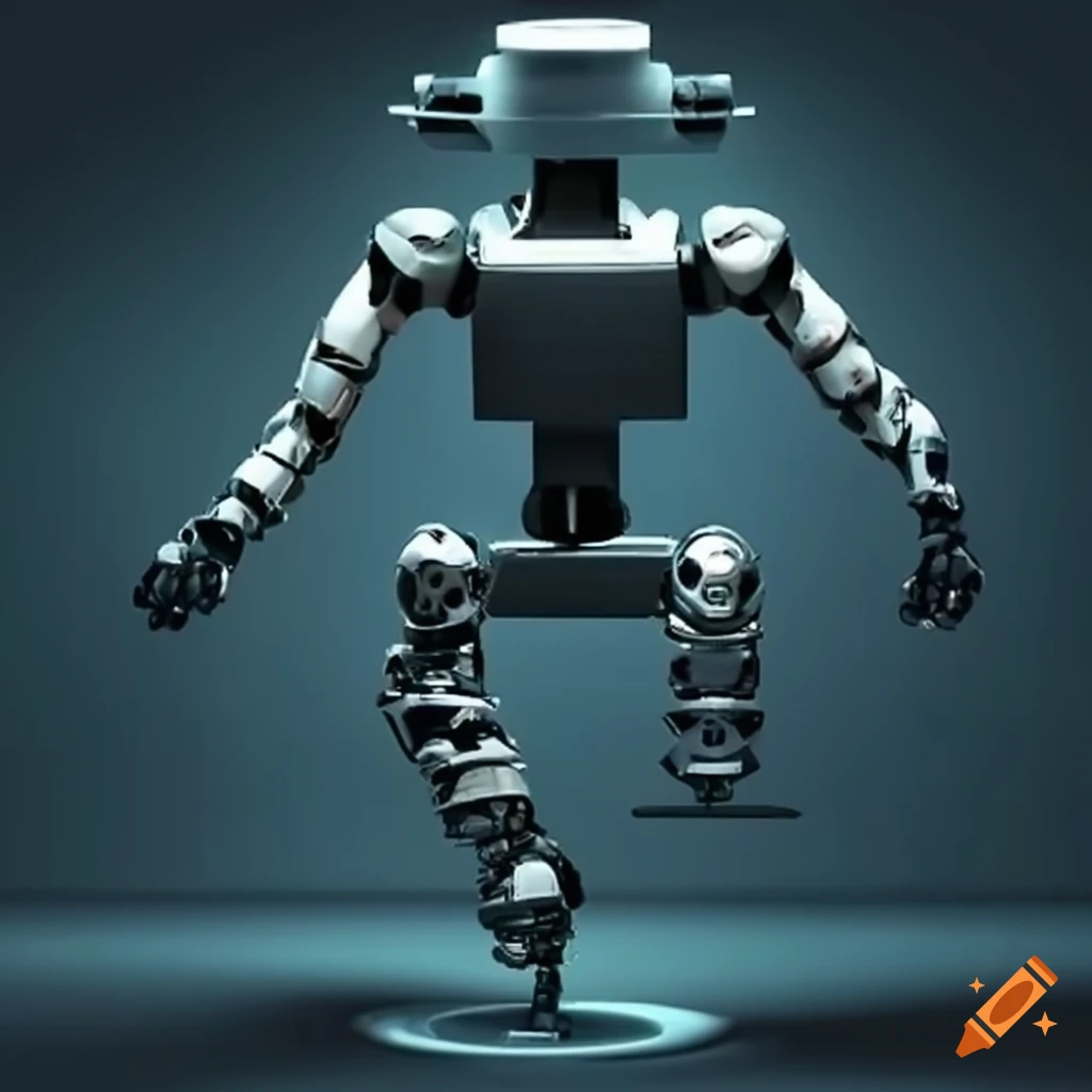 The robot stands sideways on Craiyon