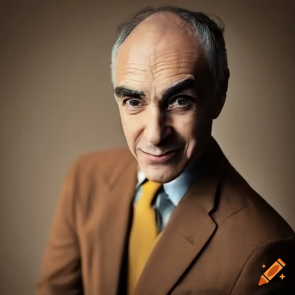 Face portrait of Australian musician Greg Page in a stylish brown suit ...