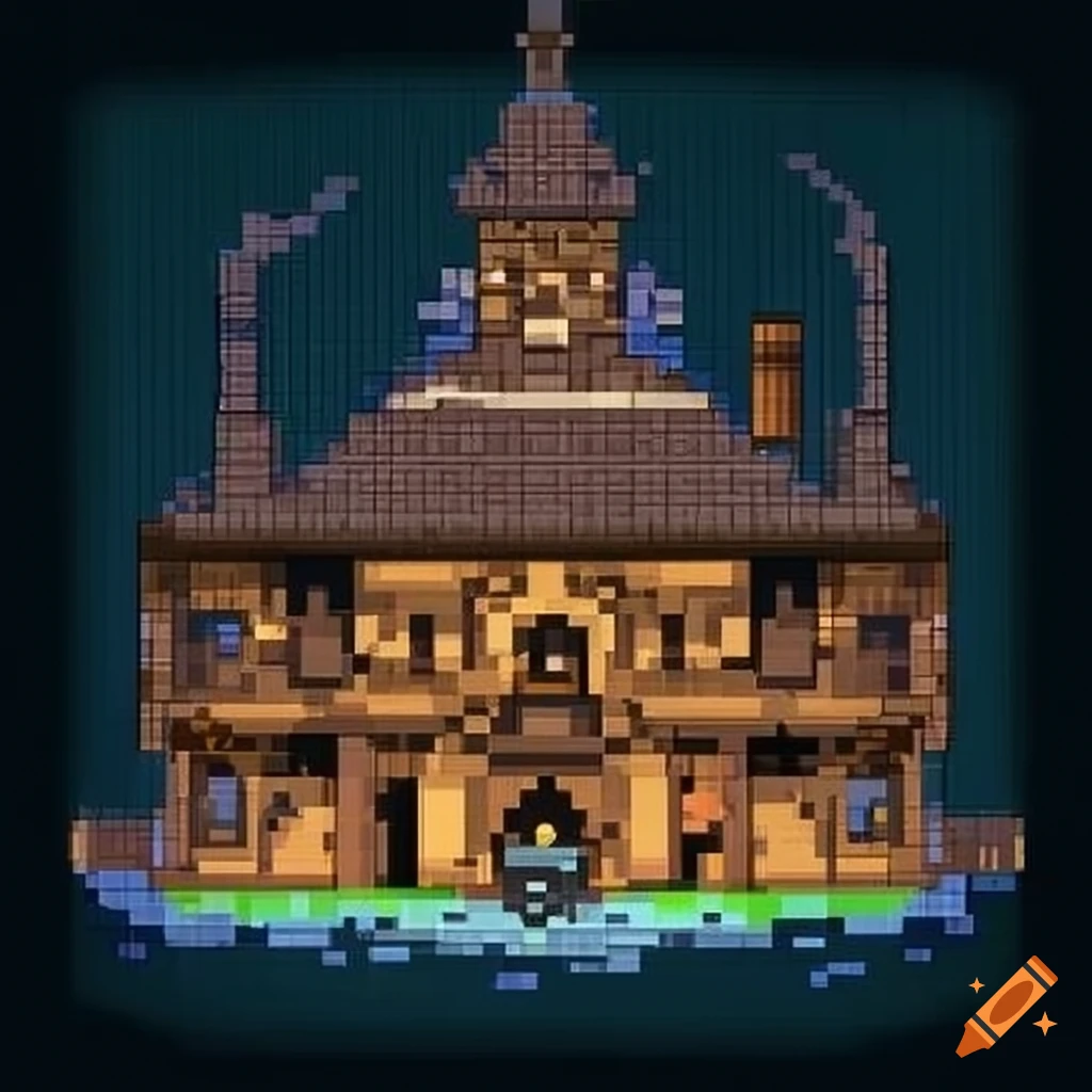 Adventure guild building 8-bit pixel art on Craiyon