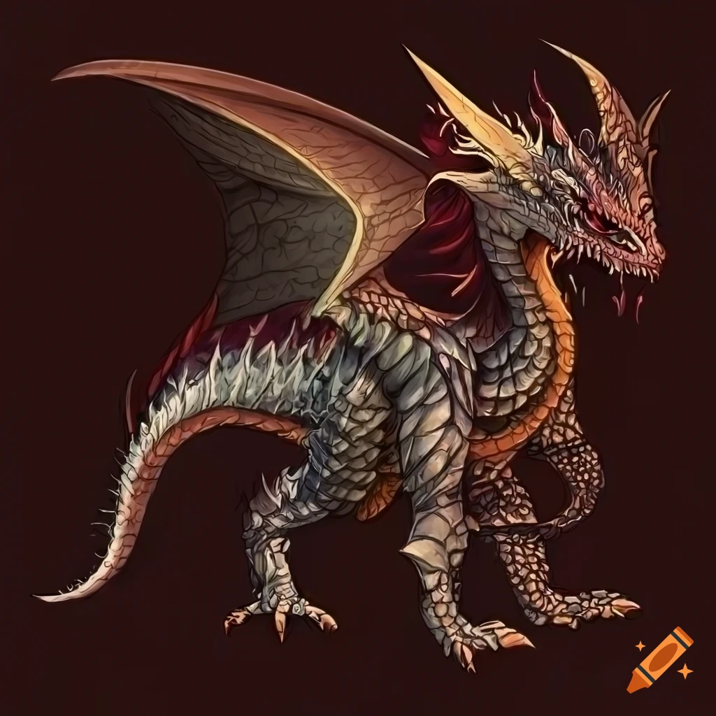 Dragon full length body, concept designs with side view, detailed ...
