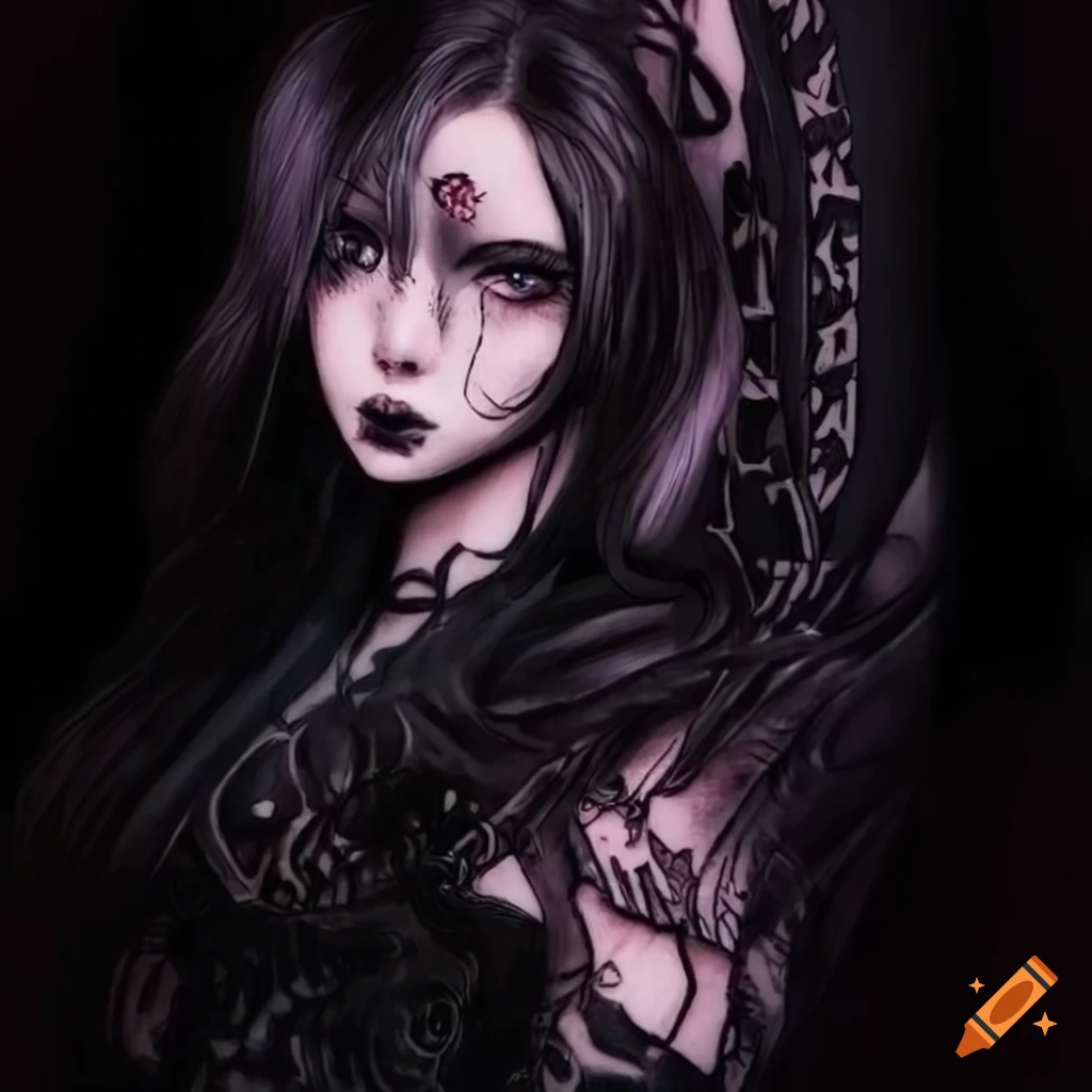 Gothic girl with rune tattoo masamune shirow on Craiyon