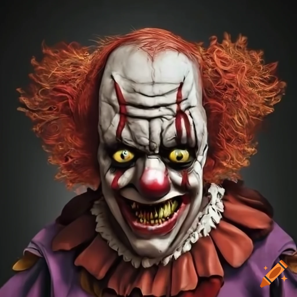 Evil smiling rotten disgusting clown