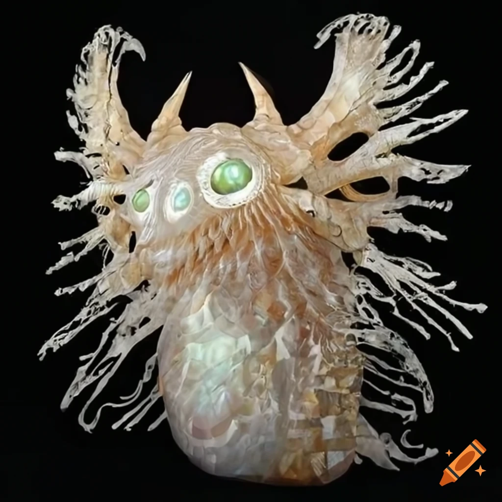 A realistic monster made of mother-of-pearl on Craiyon