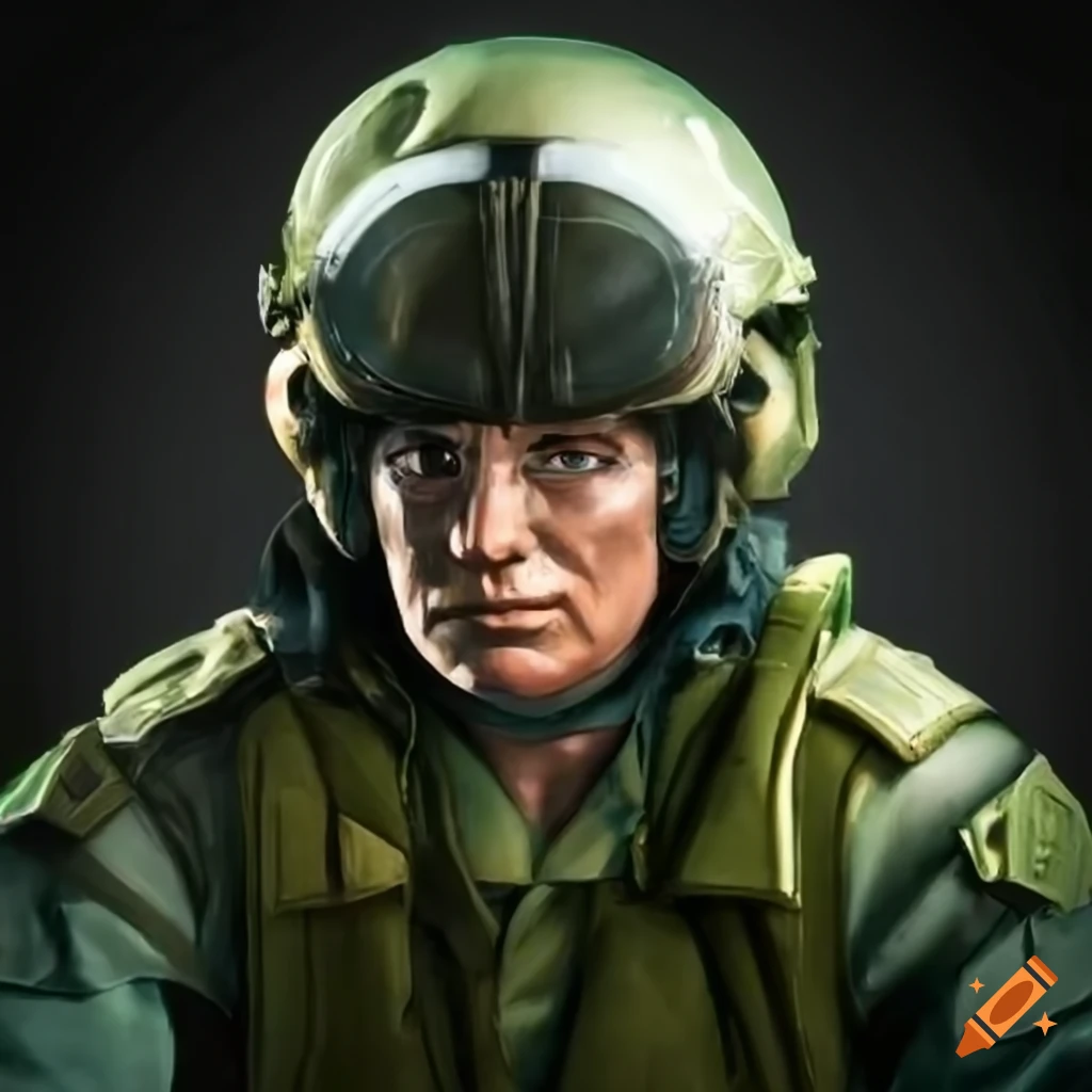 Serious portrait of a white male colonial marines pilot