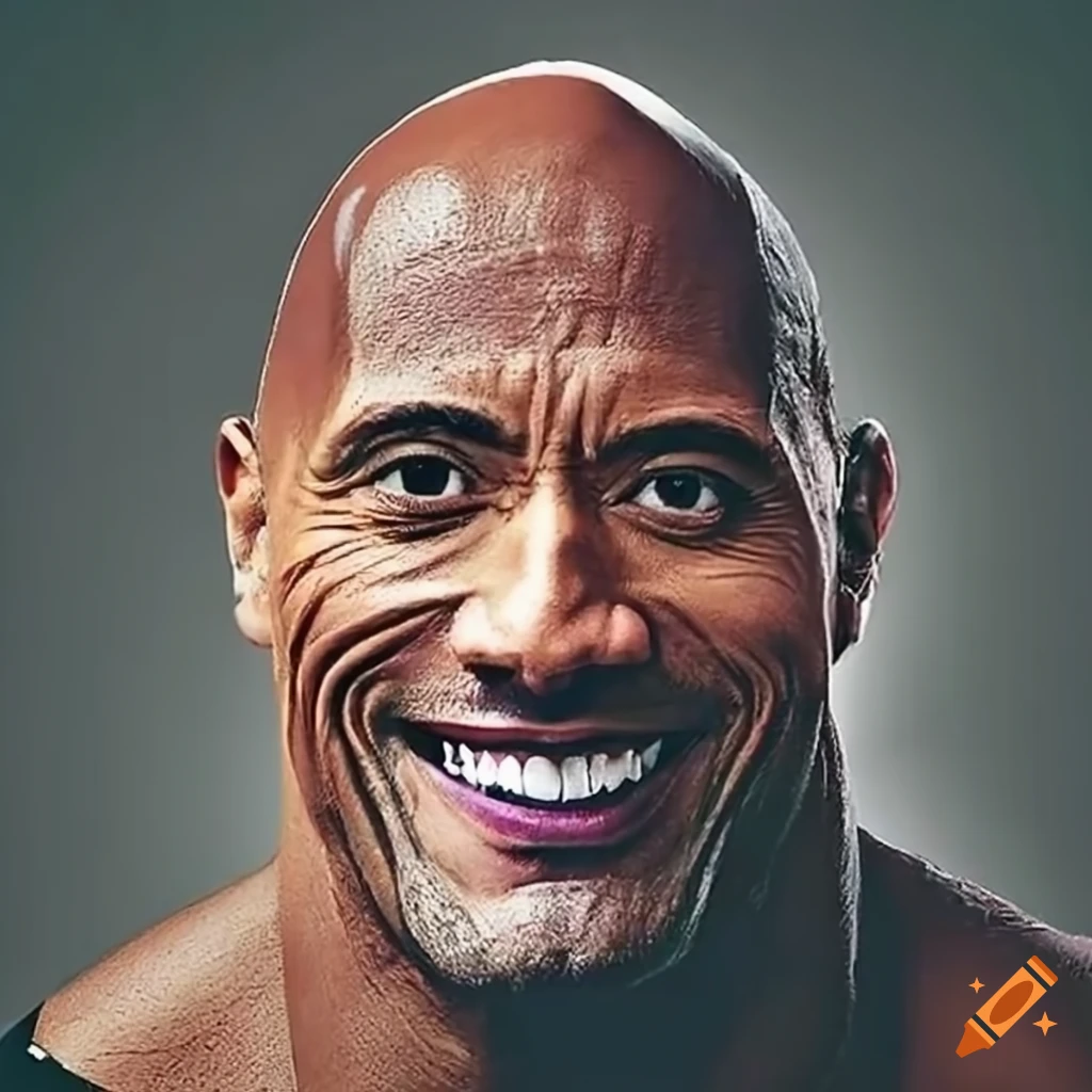 Dwayne johnson smiling really widely on Craiyon