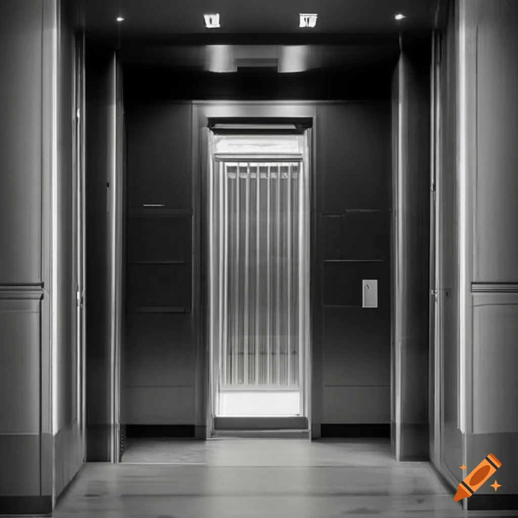 Elevator doors illuminated by a bright spotlight in a liminal space on Craiyon