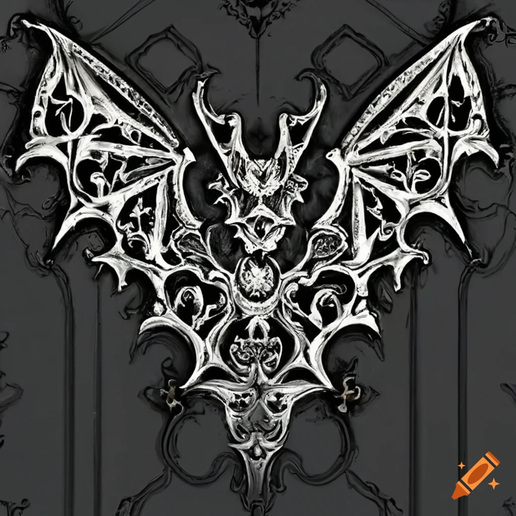 Ornate gothic bat symbol with intricate details on Craiyon