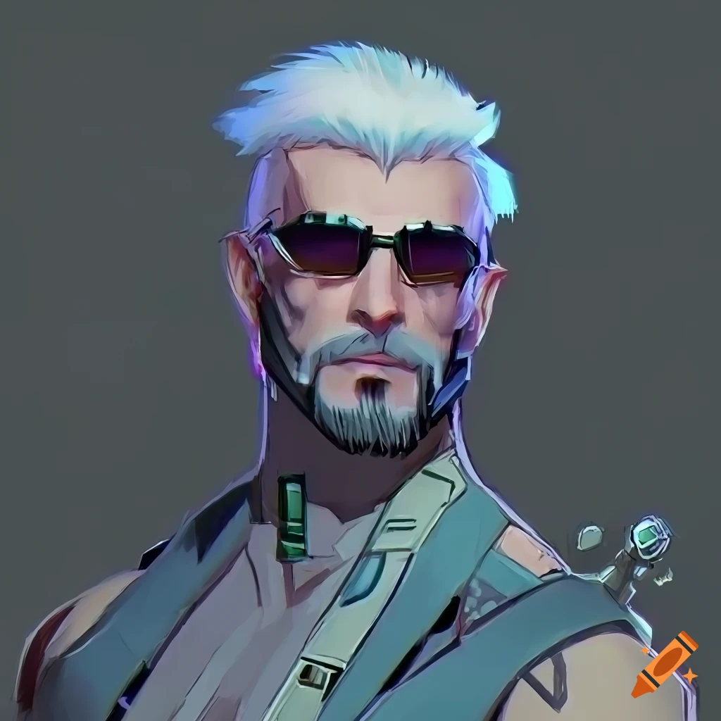 1middle-age man,upper body,White Mohawk hairstyle,Mohican hairstyle ...