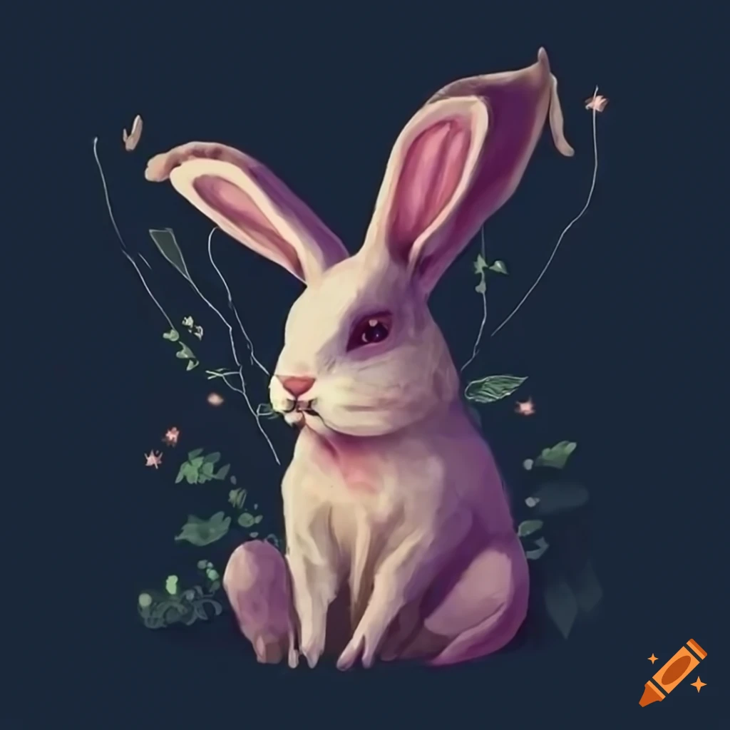 Cottagecore art of a human shaped rabbit with witch hat on Craiyon