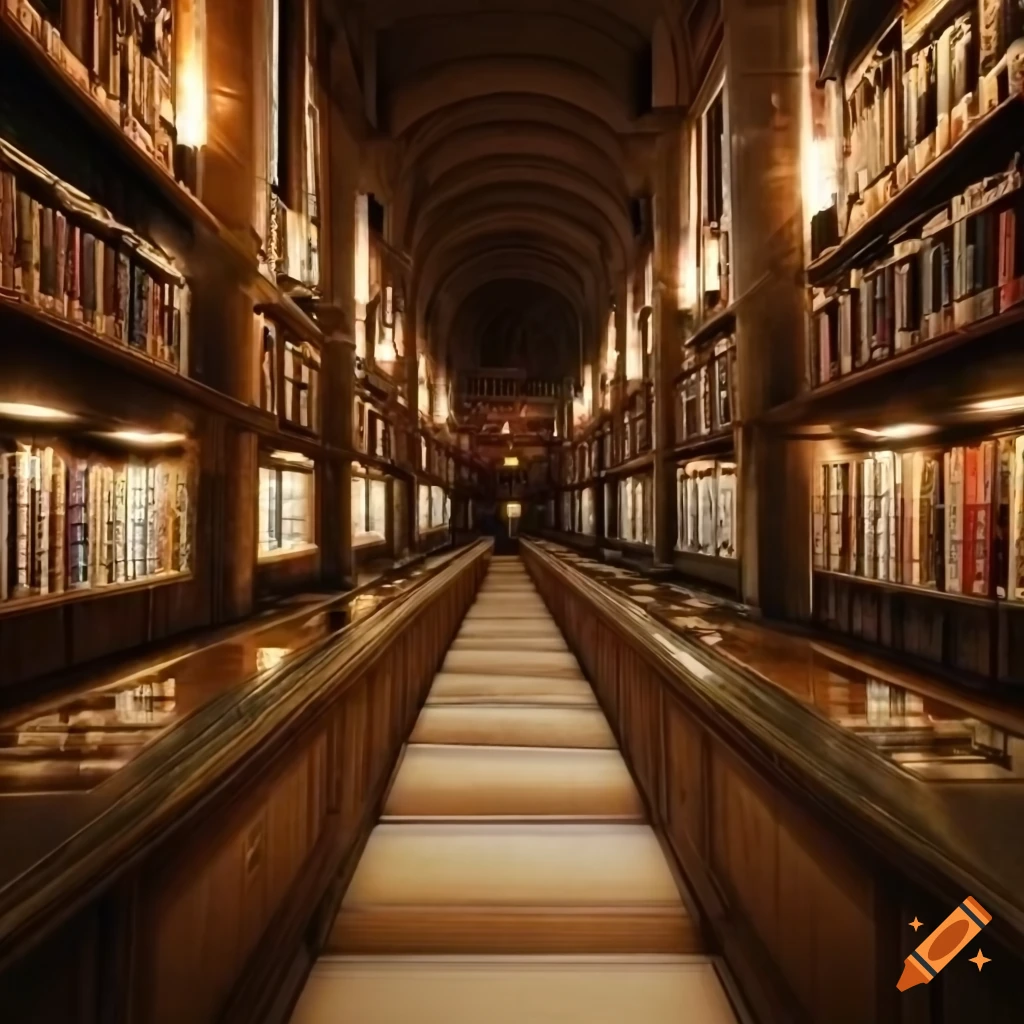 Liminal space image of an empty library, and the photo is taken from an ...