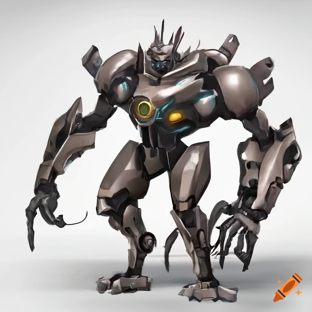 Mecha character, white background