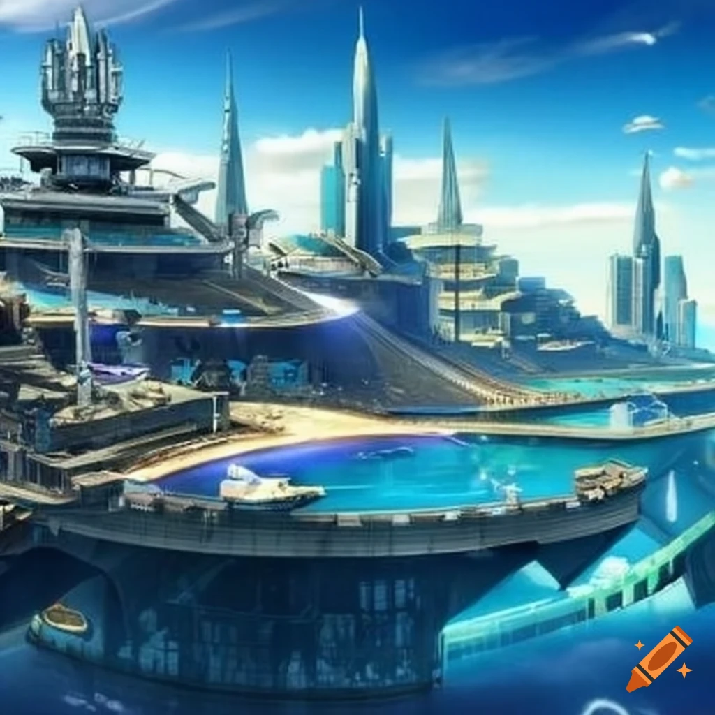 Anime inspired city of atlantis on Craiyon