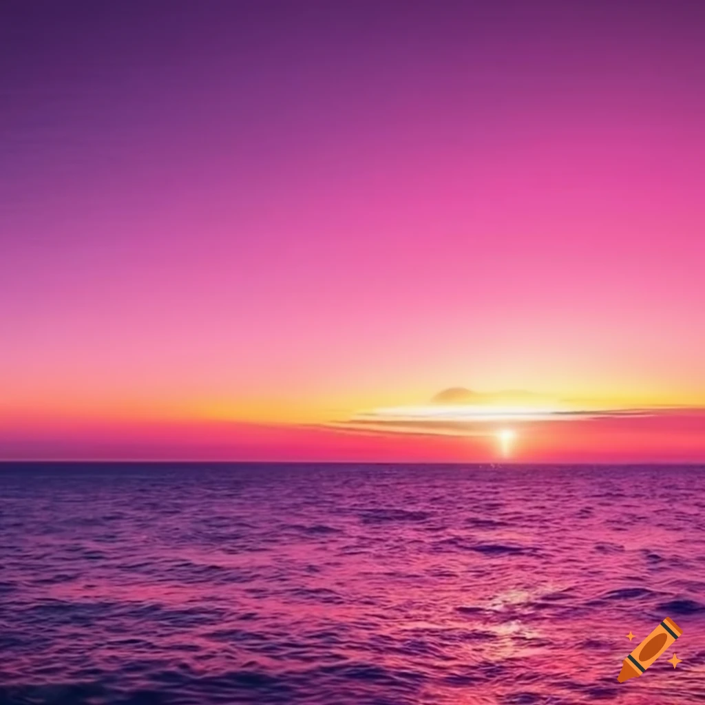 Pink sea with golden cloud big island on Craiyon