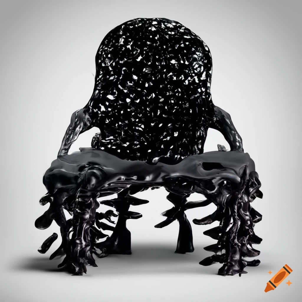 Old period, black glossy, creature-like postmodern error chair with ...