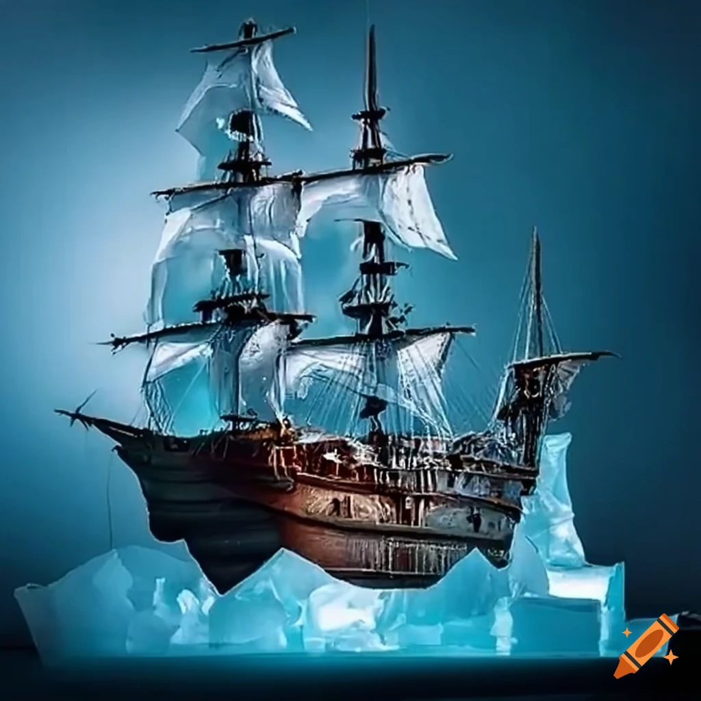 Pirate ship made of ice on Craiyon