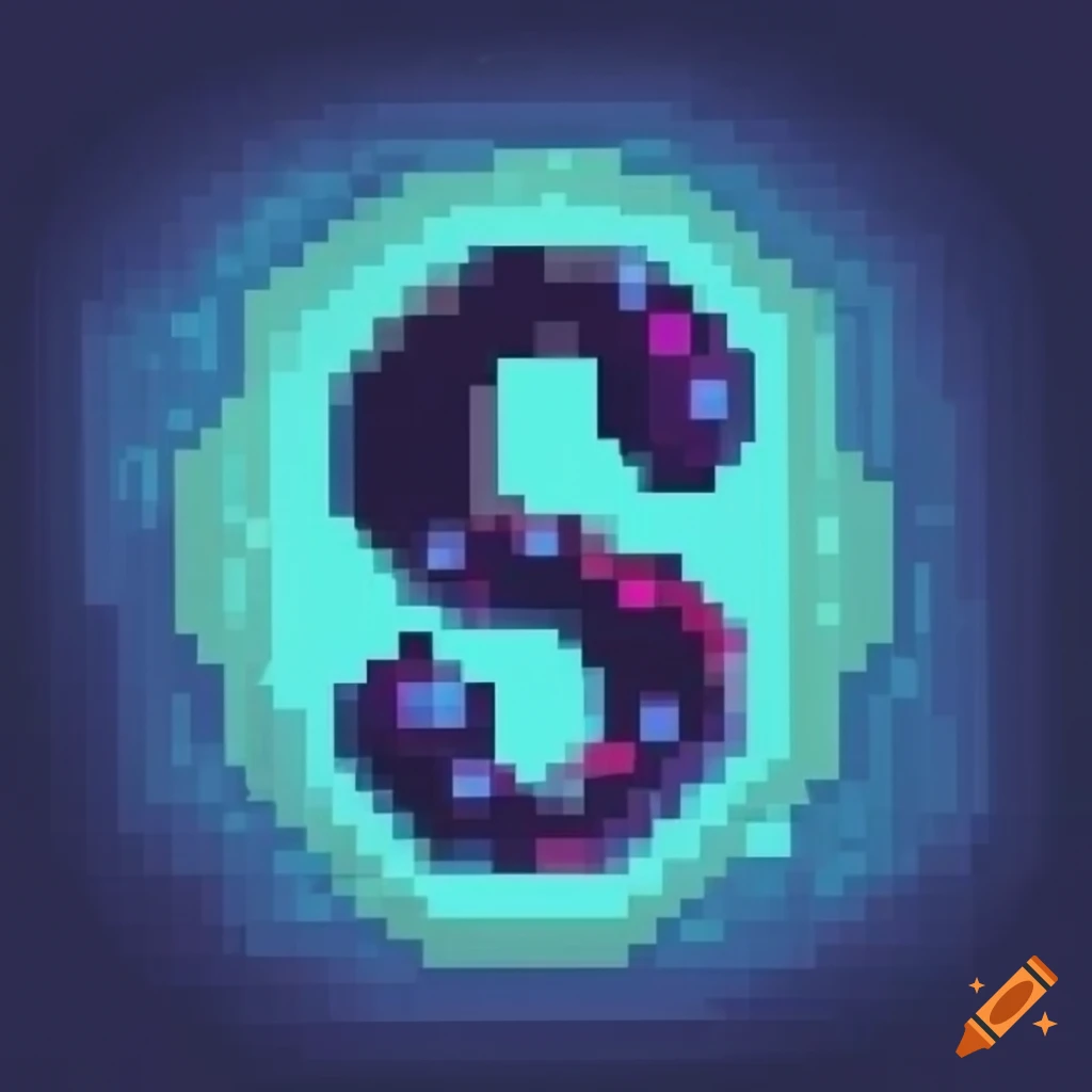 Letter S, logo, stars, light, cosmos, pixel art on Craiyon