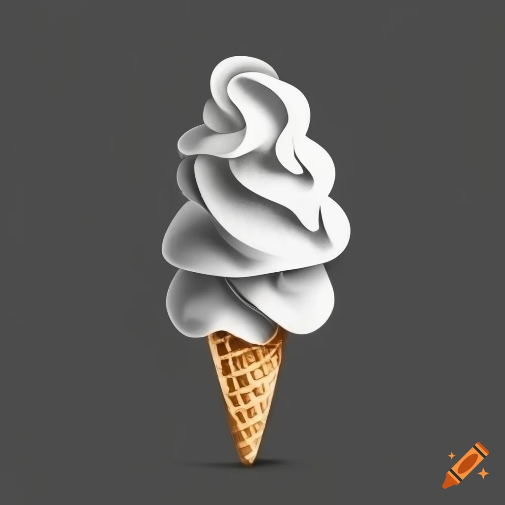 Minimalist abstract artwork of black and white ice cream shapes