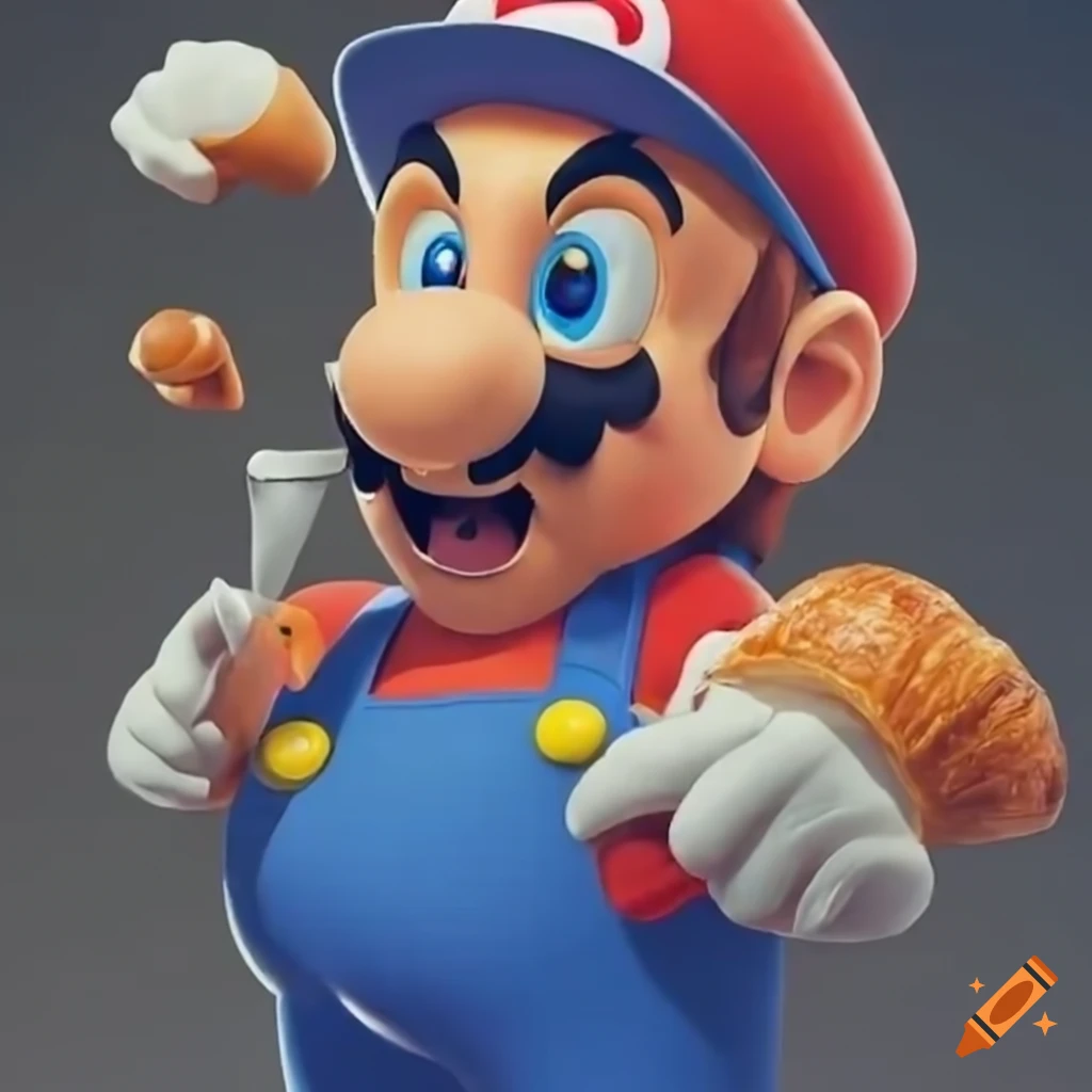 Mario eating croissant