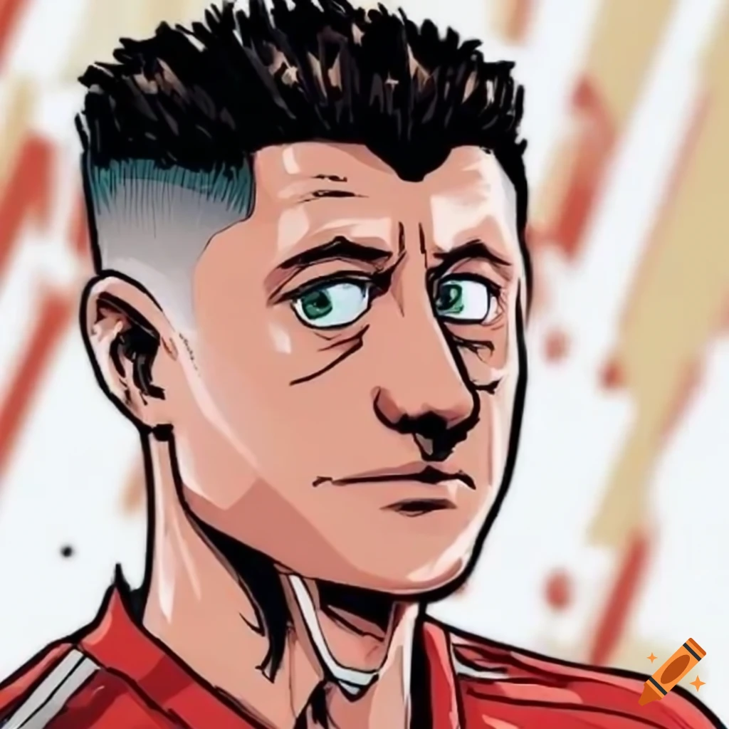 Lewandowski in manga style on Craiyon