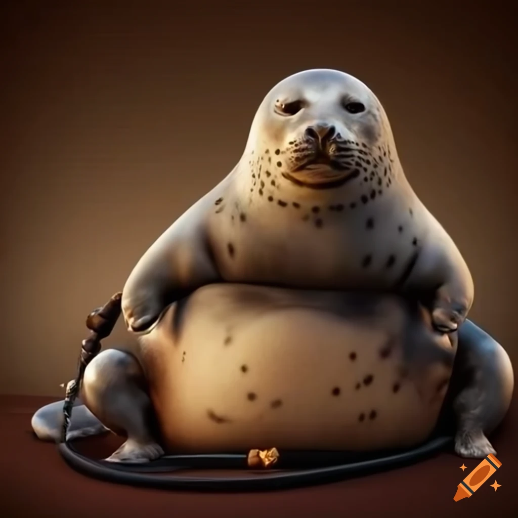 A fat gluttonous sluggish leopard seal lounging on pillows using a ...