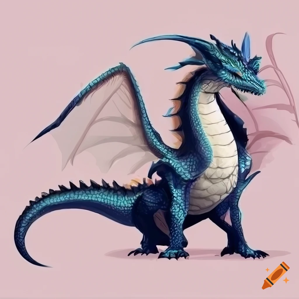 Concept designs of a dragon. full dragon body. dragon has four legs and ...