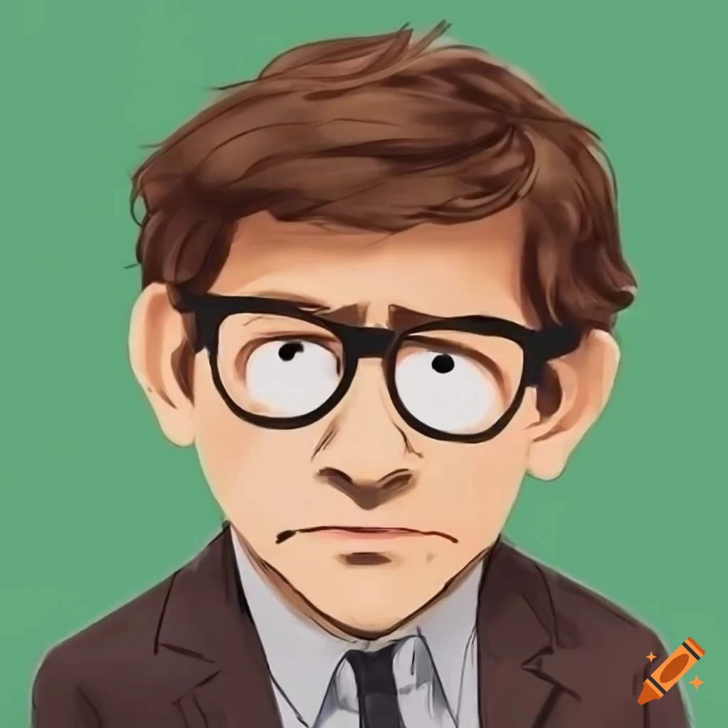 Jim halpert wearing glasses and smiling, in south park style