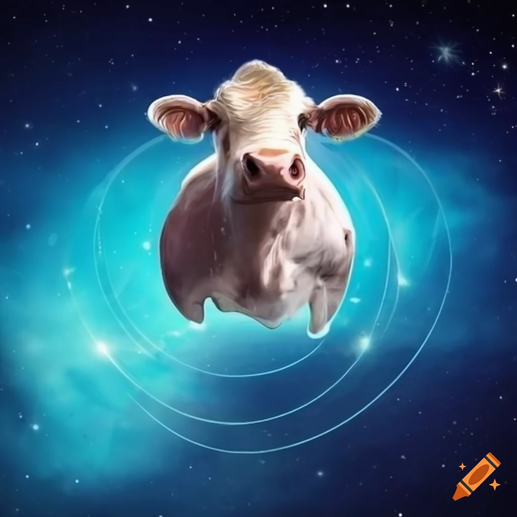 A cow in a space ship