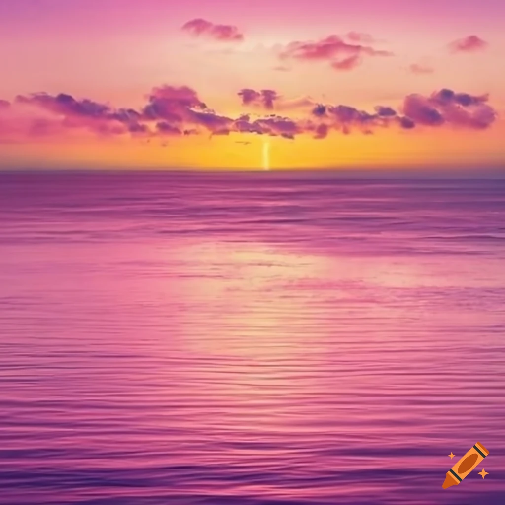 Pink sea with golden cloud big island on Craiyon