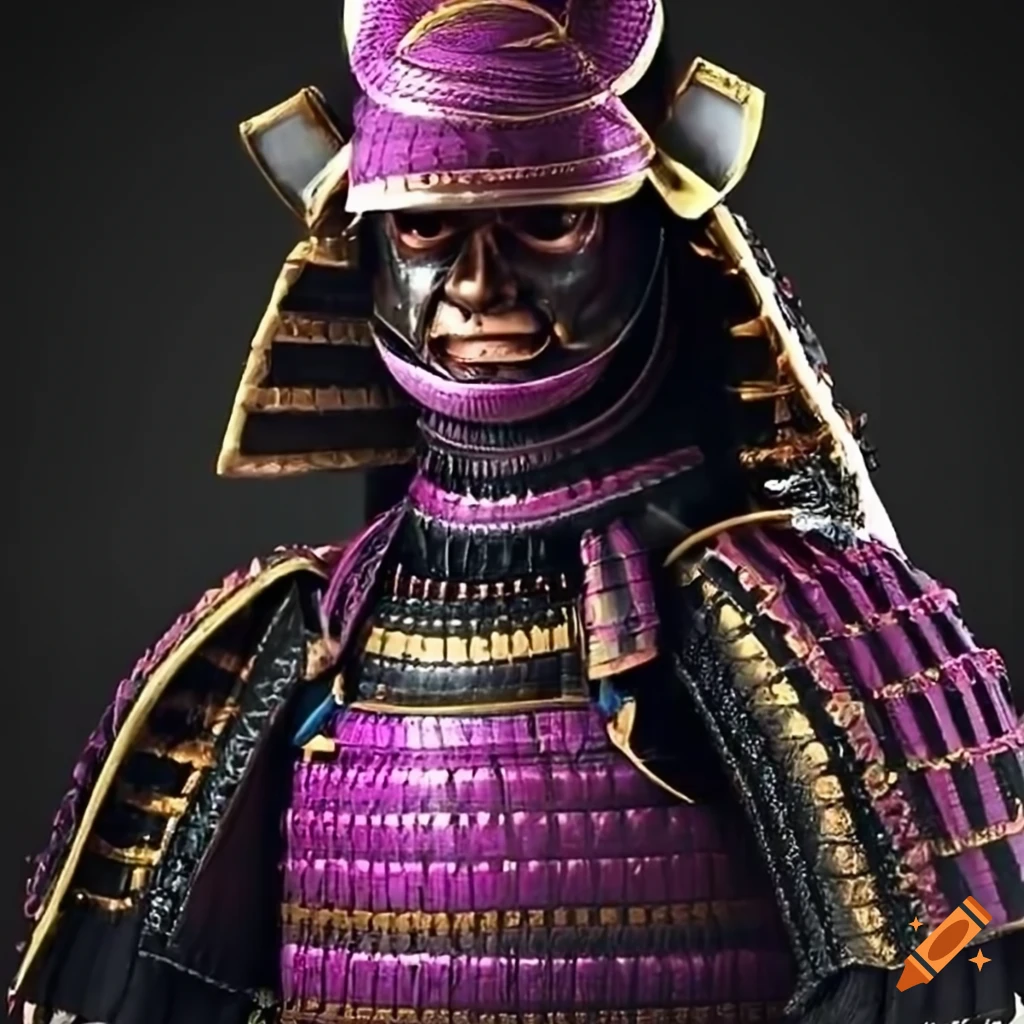 Samurai armor color morado y negro on Craiyon