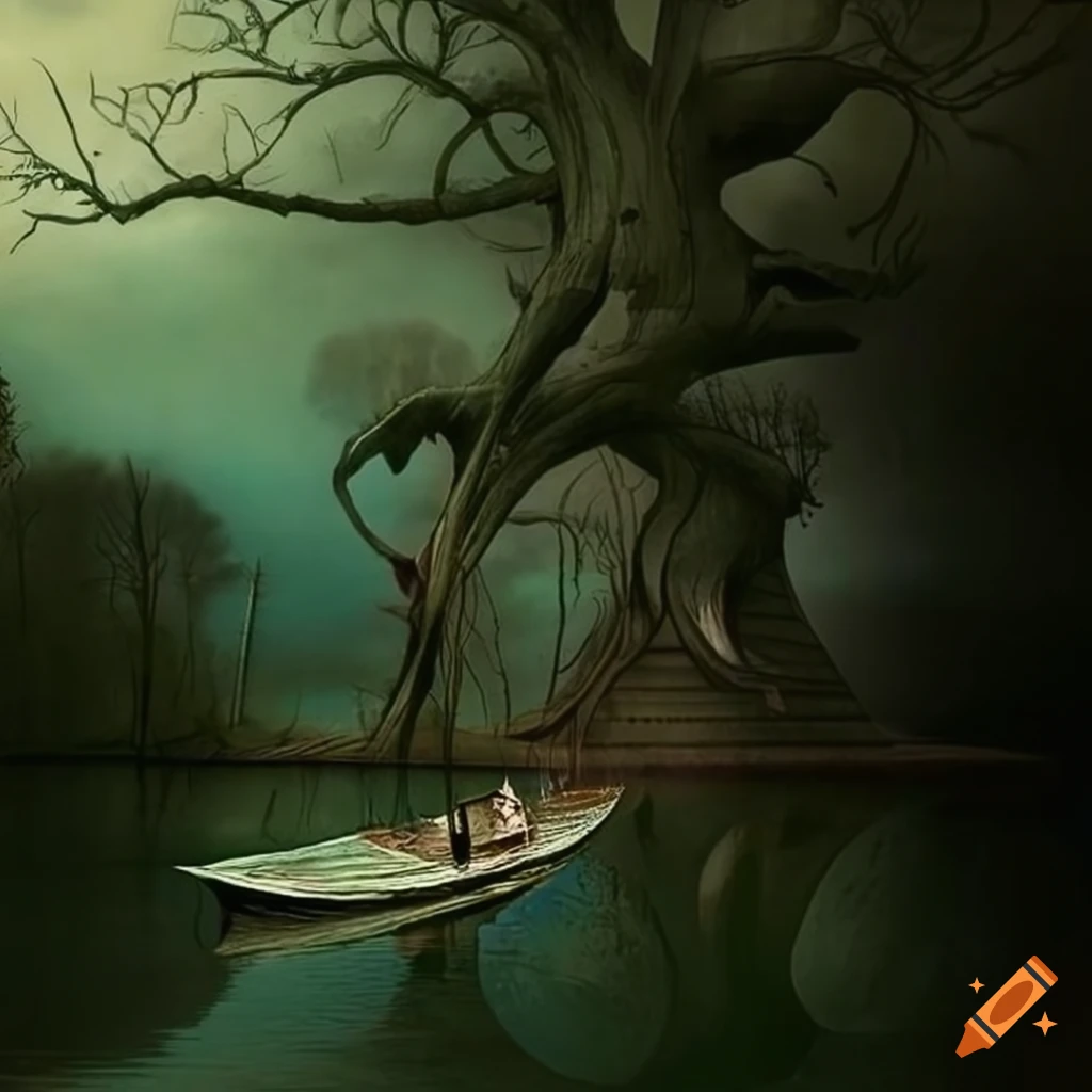 Marais lune brume castel surréaliste nénufars exotic and surreal floral ...