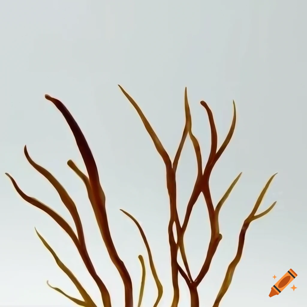 Single seaweed plant texture white background