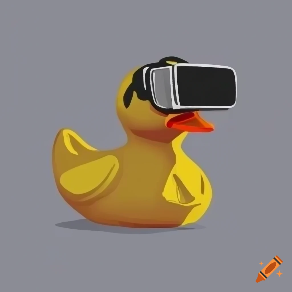 Illustration of yellow rubber duck wearing a virtual reality headset ...