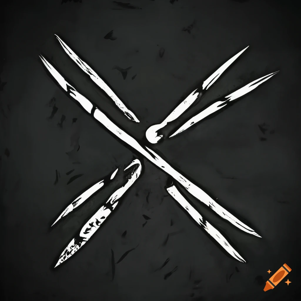 Kantele woodcut lake monochrome runes